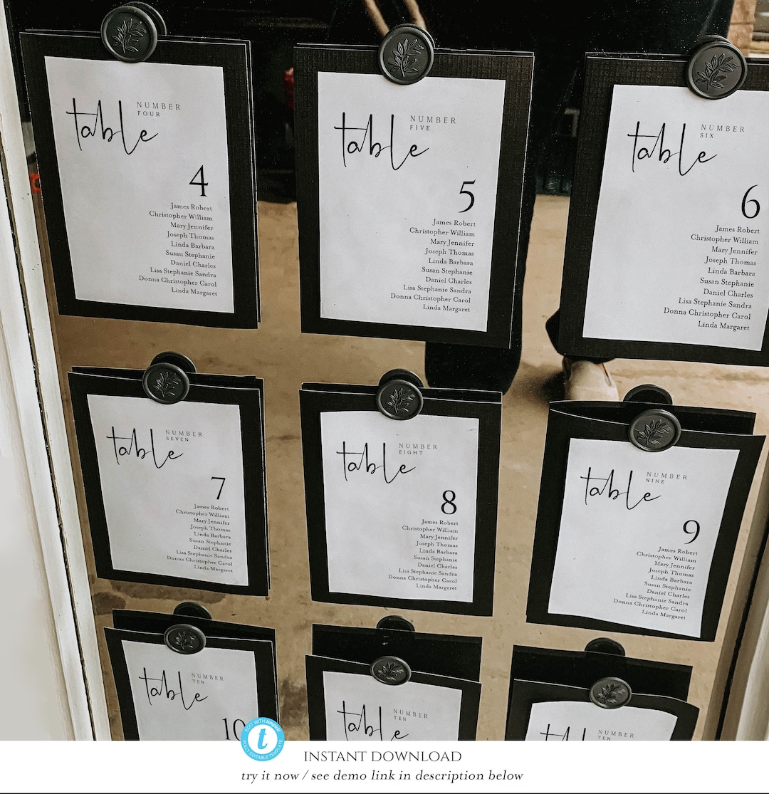 4x6 Seating Chart Template, Elegant Seating Plan, Table Seating Chart ...