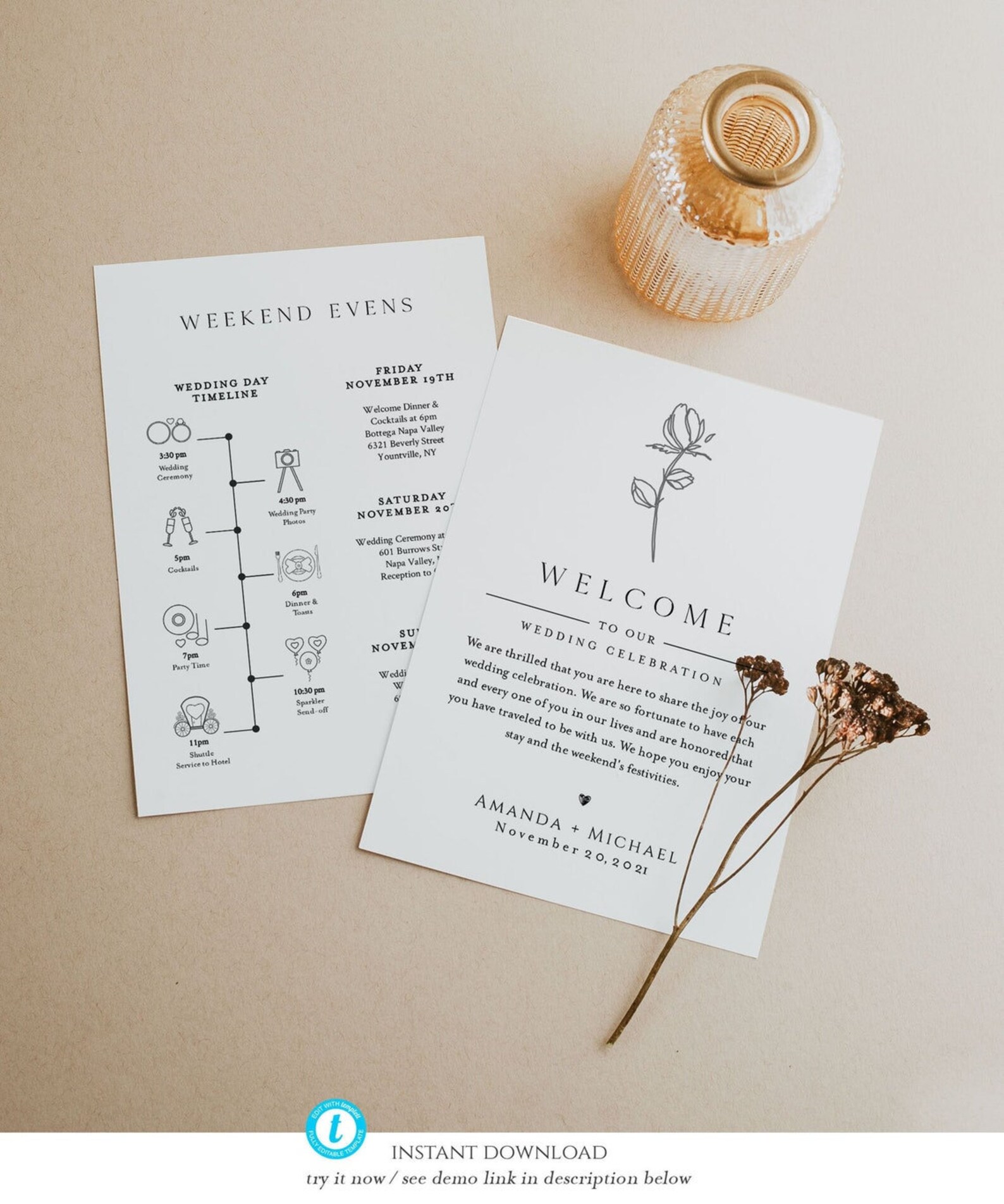 Minimalist Welcome Letter & Timeline Template Laurel | Etsy