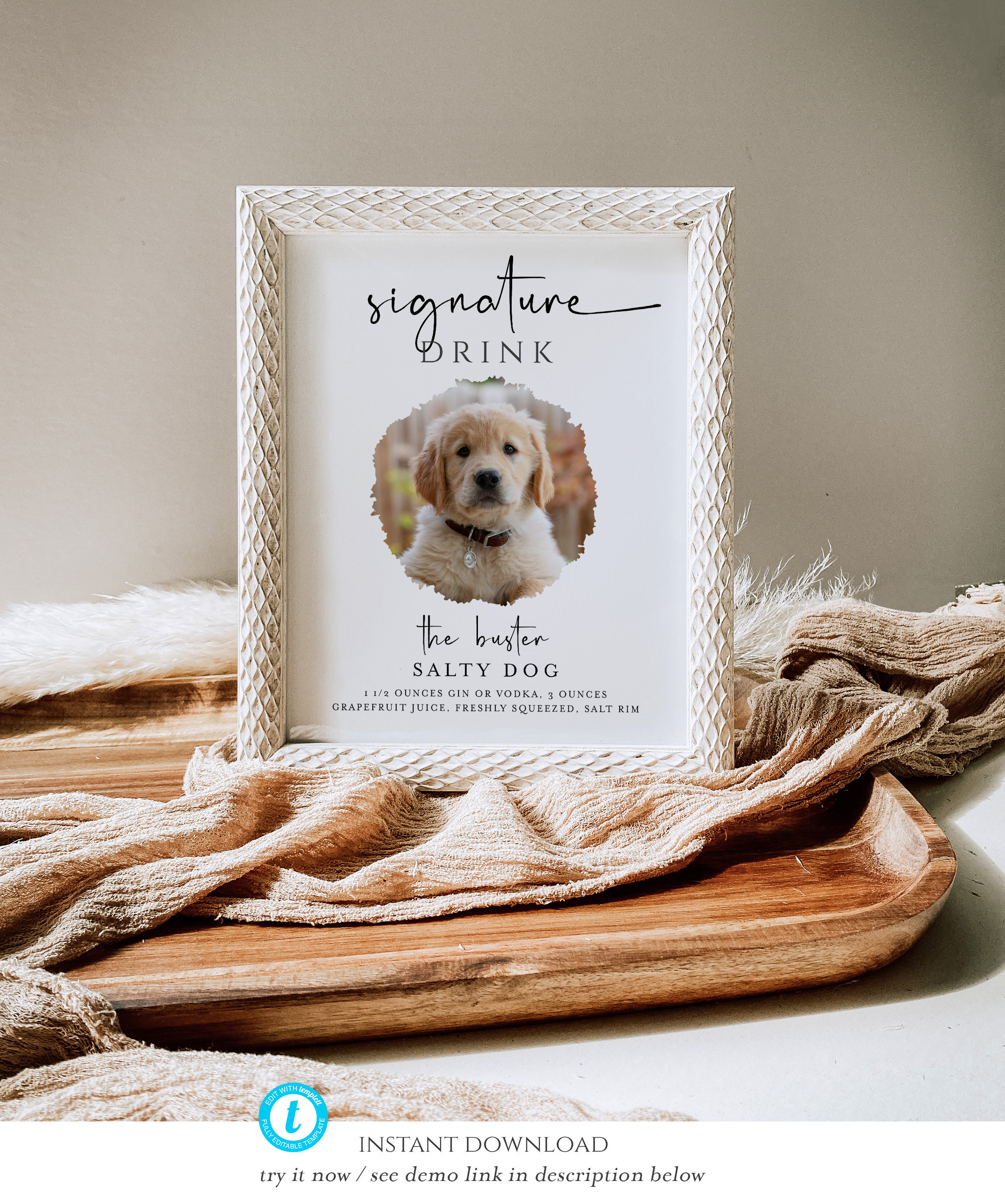 Dog Signature Drink Sign Template, Pet Printable Signature Drink Sign ...