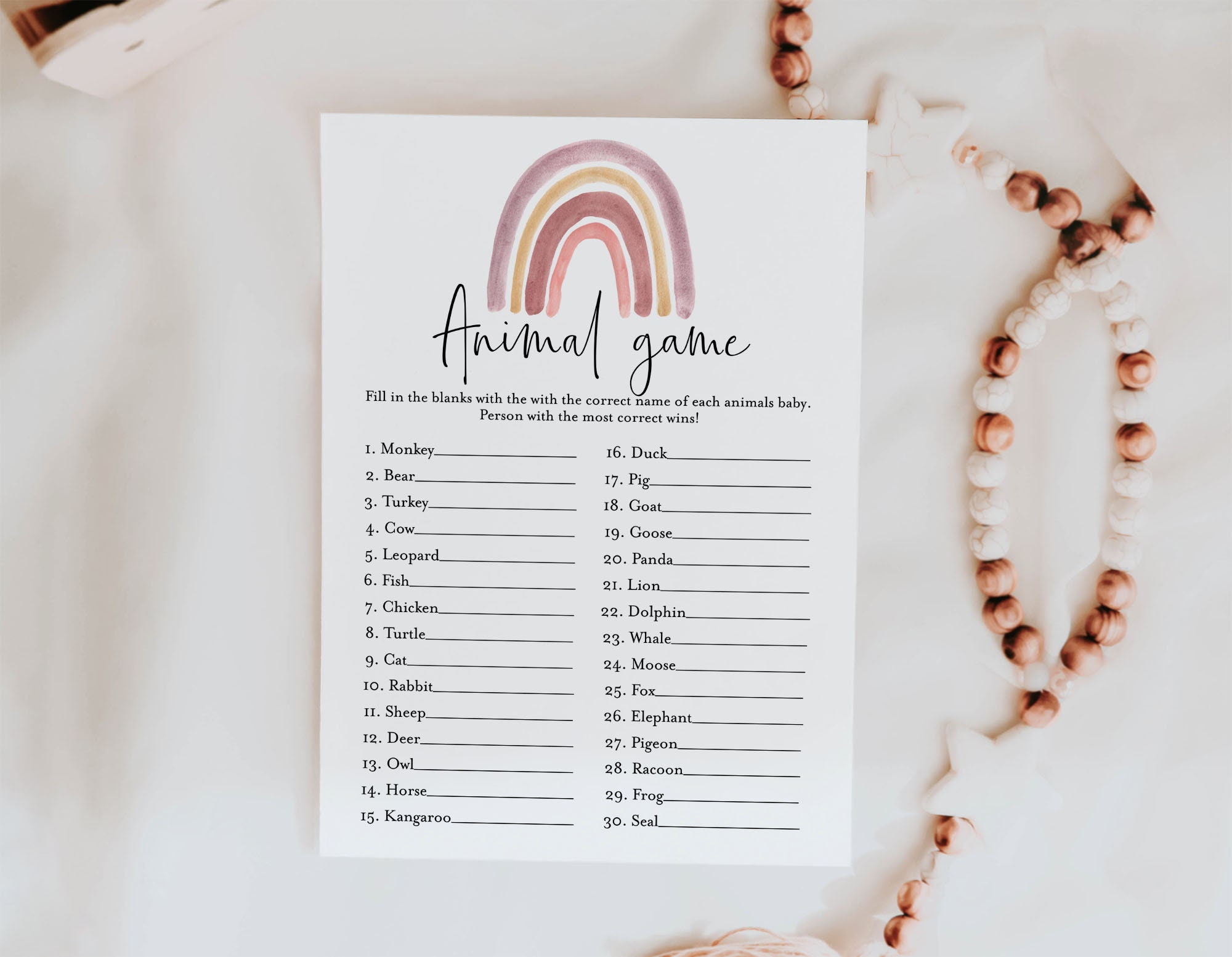 Name the Baby Animal Game Cards Editable Baby Animal Game - Etsy