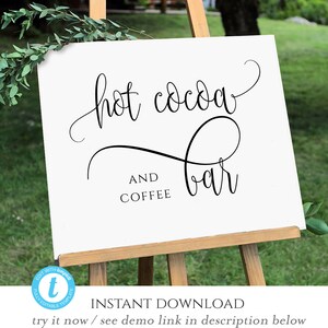 Hot Cocoa Bar Sign, Coffee Bar Sign, Editable Hot Cocoa and Coffee Bar ...