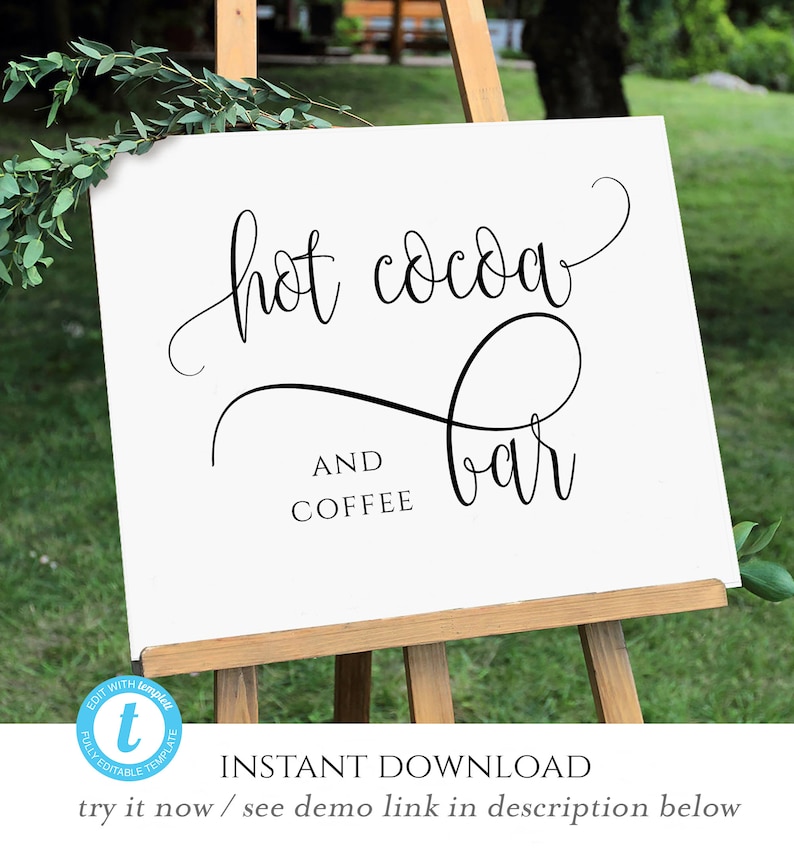 Hot Cocoa Bar Sign Coffee Bar Sign Editable Hot Cocoa and - Etsy