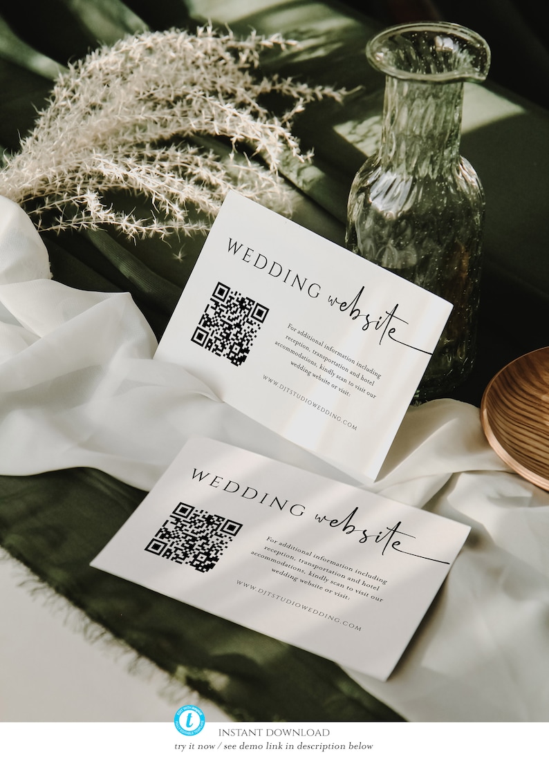 QR Code Wedding Website Card Minimalist Wedding Insert - Etsy UK