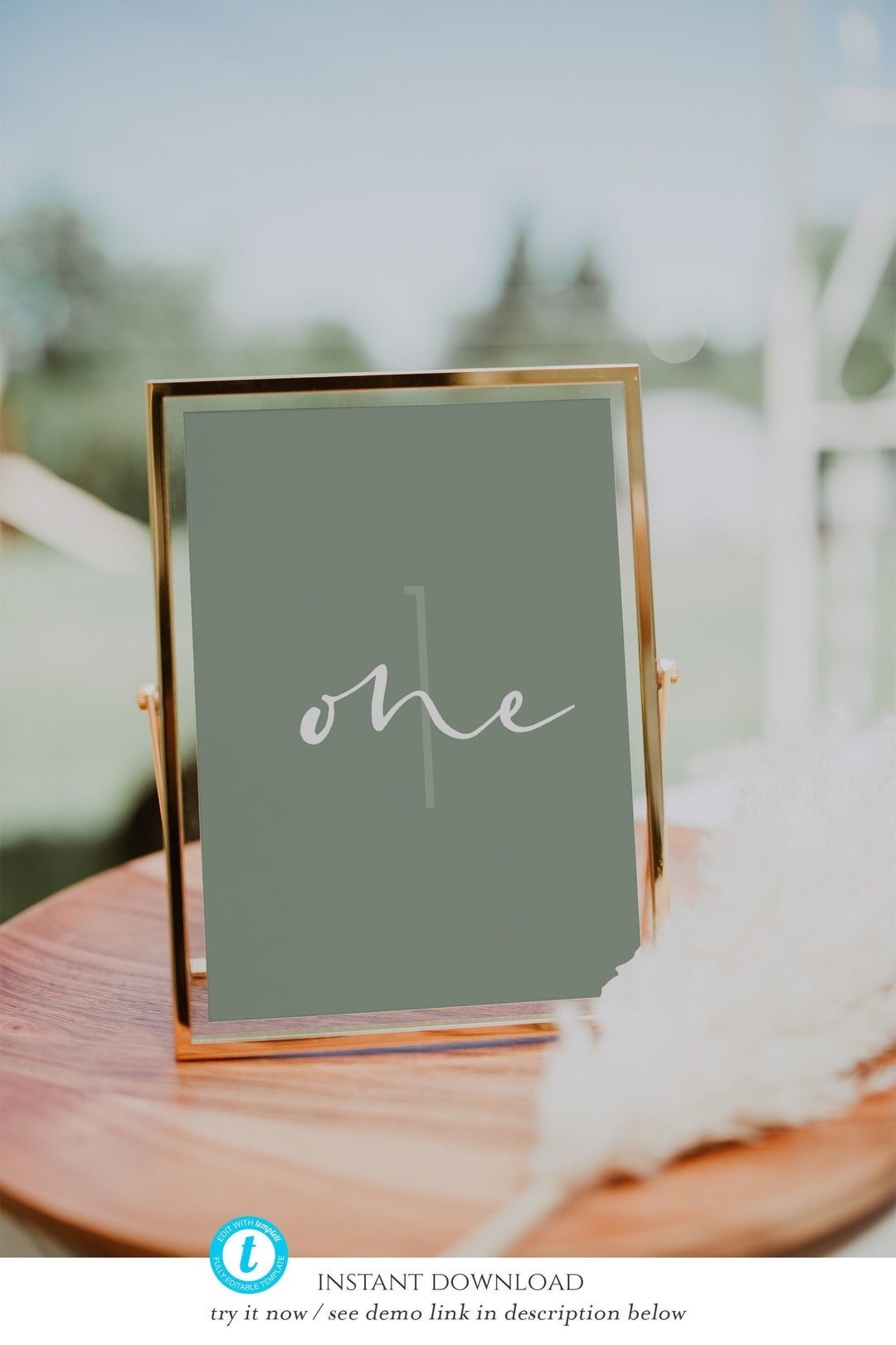 Sage Green Numbers Card Calligraphy, Boho Table Number Card, Table ...