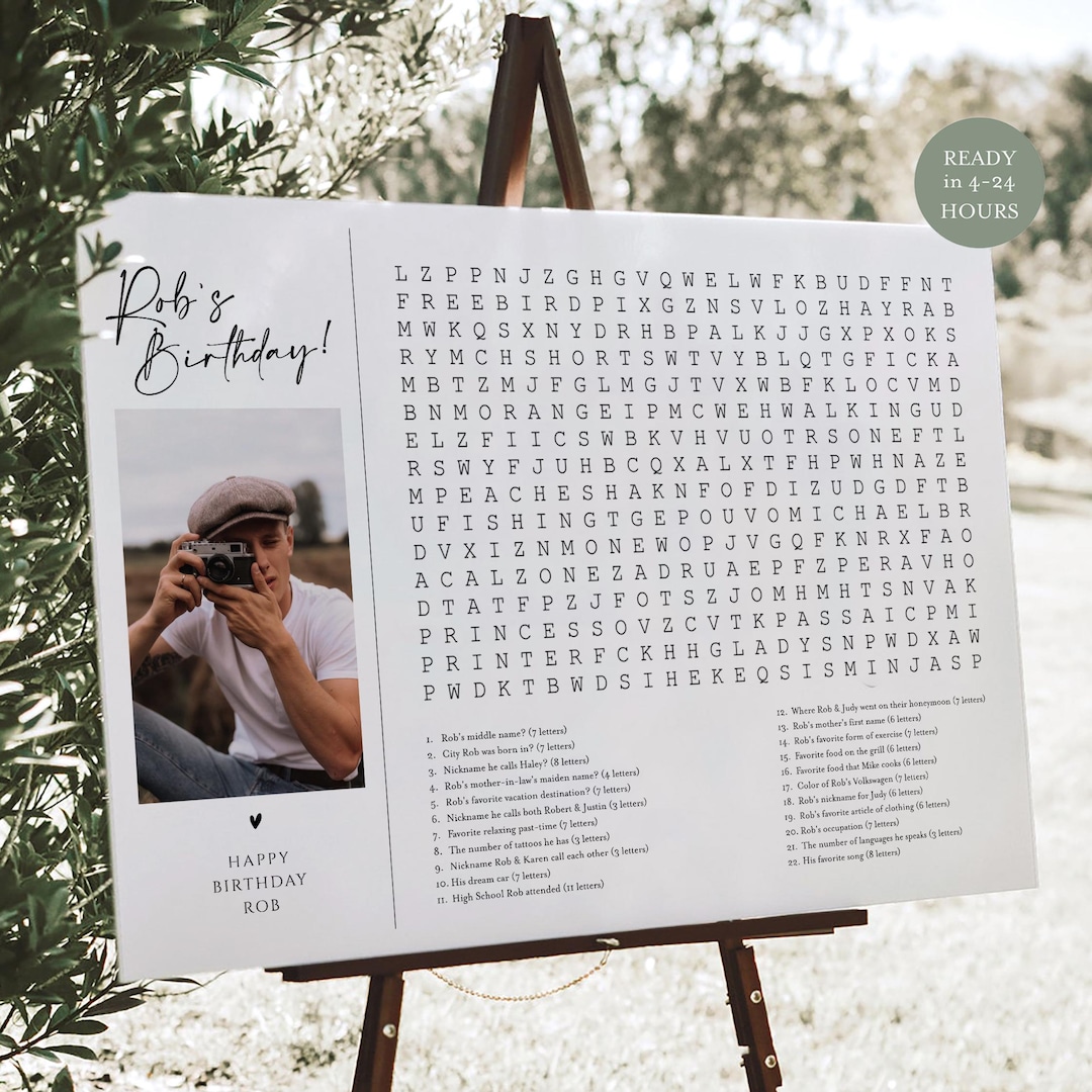 Custom Birthday Word Search Puzzle: Personalized Party Game (digital ...