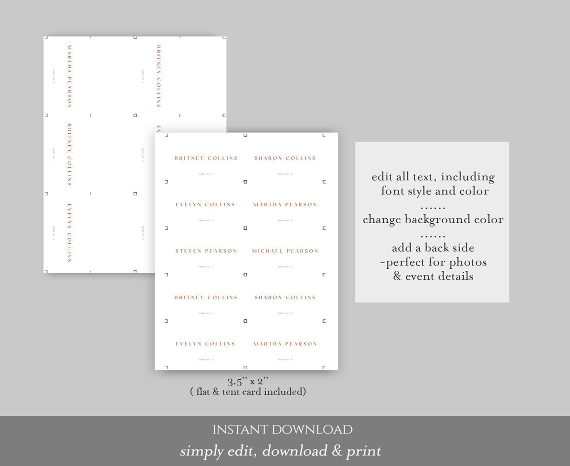 Terracotta Place Cards Template, Modern Place Cards, Terracotta Name ...
