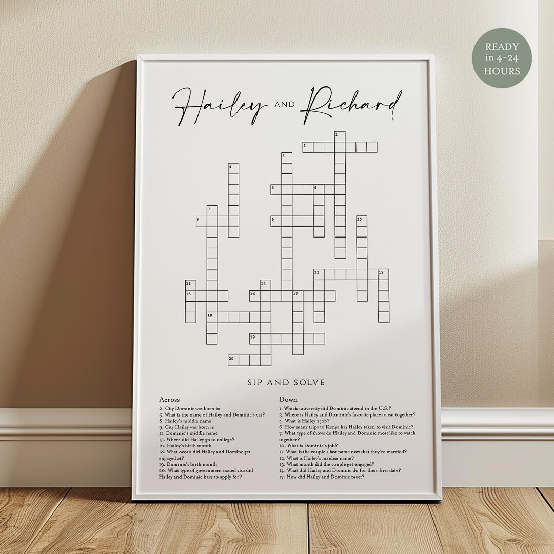 Custom Wedding Crossword Game Vertical, Personalized Puzzle Game ...