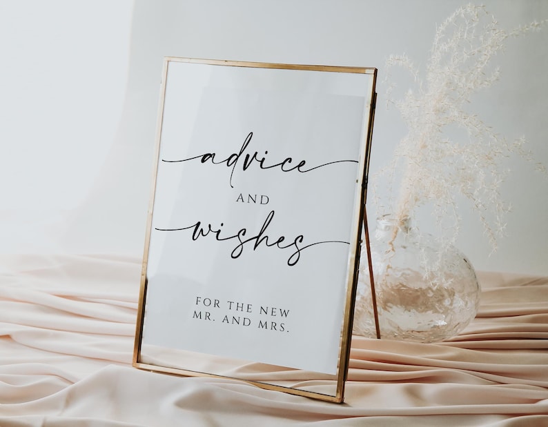 Minimalist Wedding Advice Card Printable Editable Template Etsy
