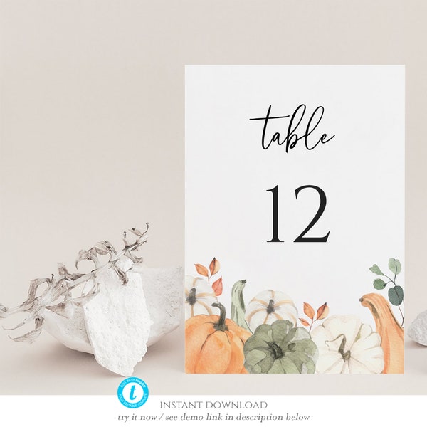 Pumpkin Table Number - Etsy