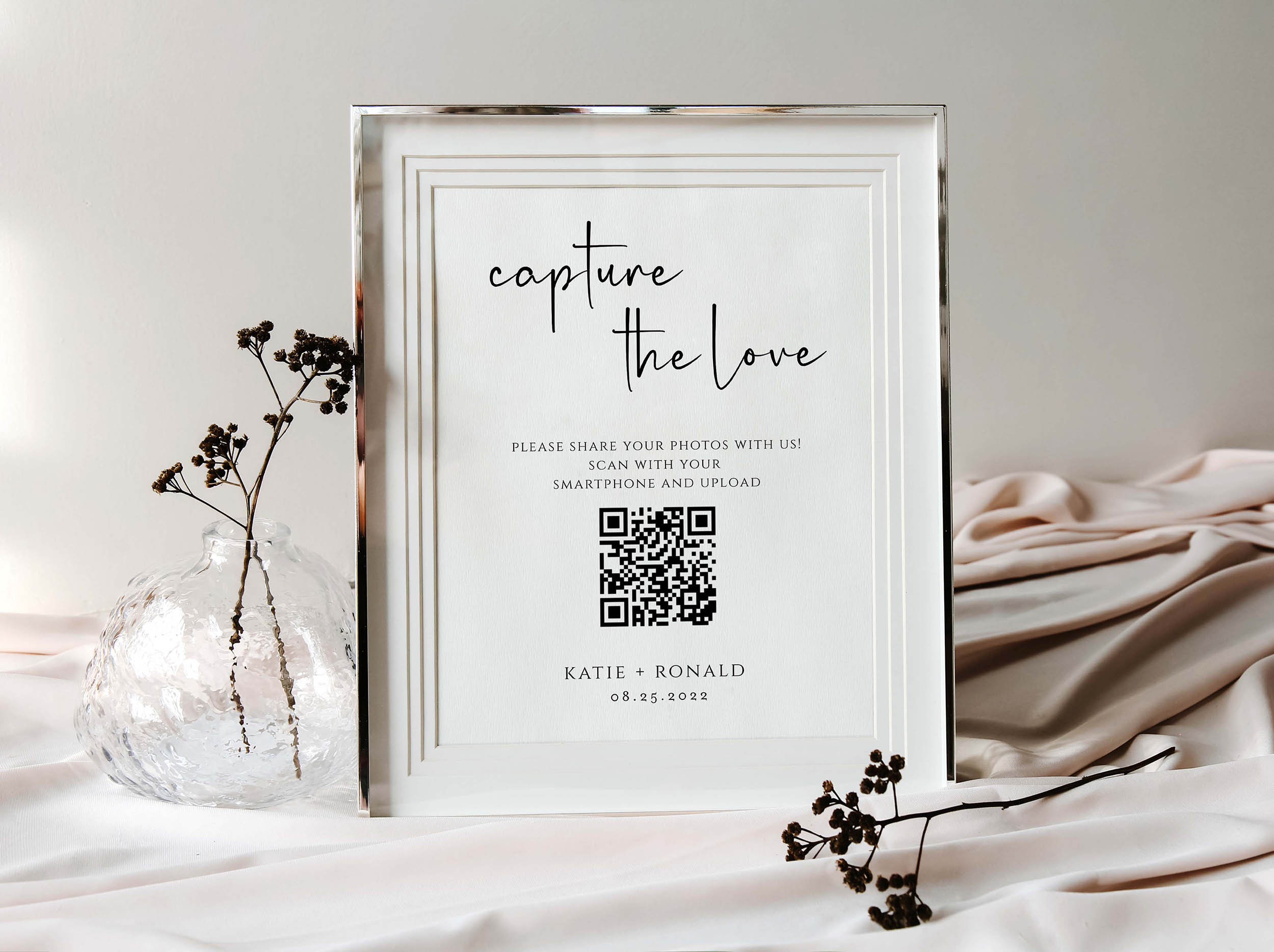 Capture the Love QR Code Sign Modern Wedding Reception Table - Etsy