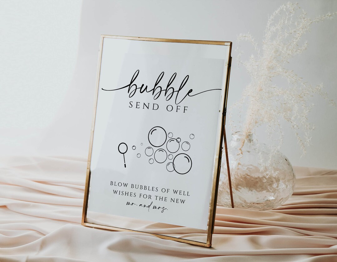 Bubble Send off Wedding Sign, Modern Bubble Wedding Sign Printable ...
