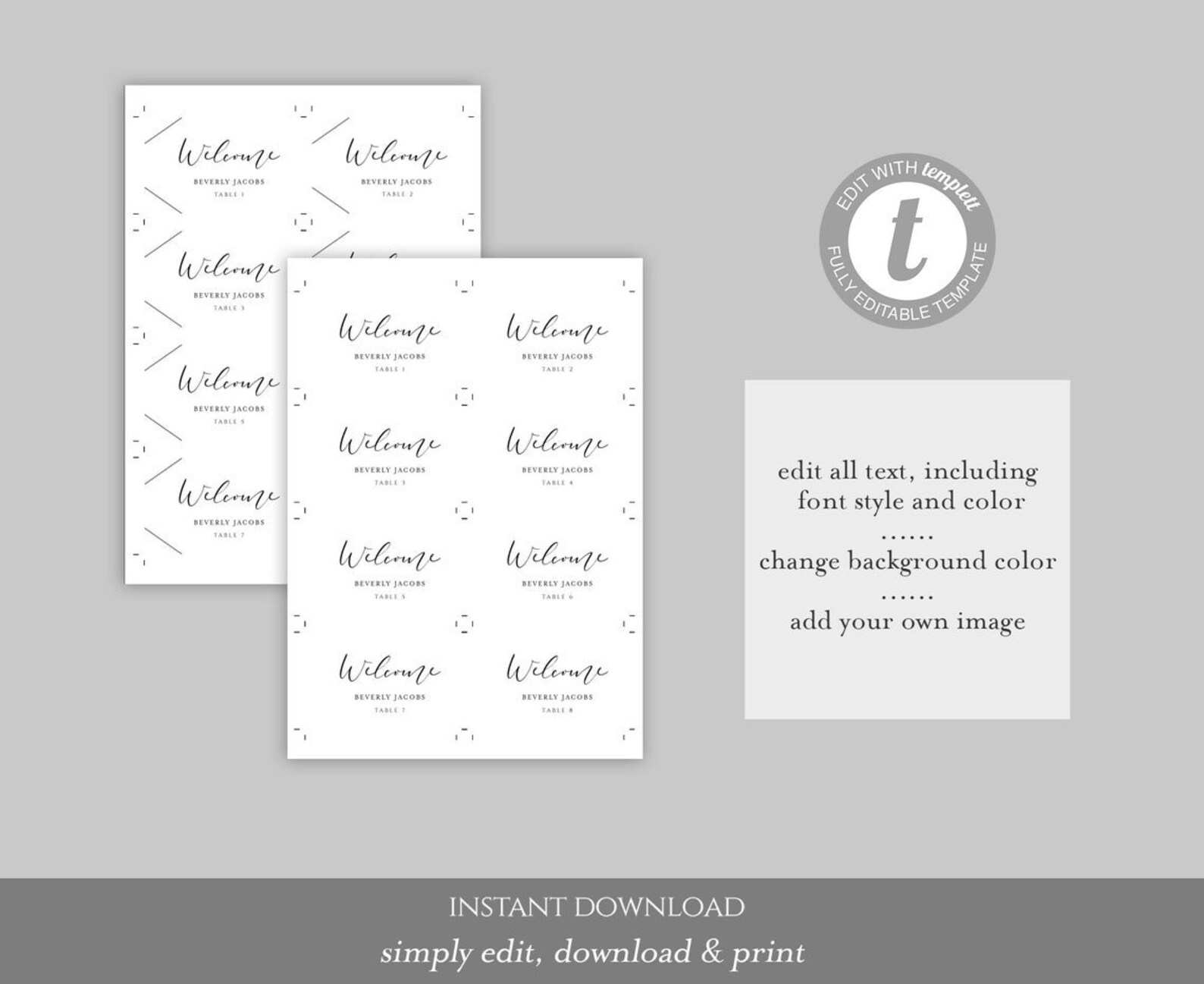 Welcome Place Card Tag Template Guests Wedding Tag Template - Etsy