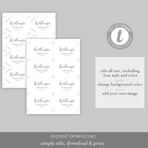 Welcome Place Card Tag Template, Guests Wedding Tag Template, Favor ...