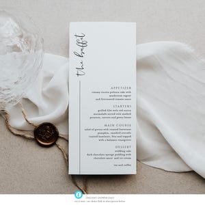 Modern Buffet Menu Bar Template: Printable 4x9" Party Dinner (digital ...