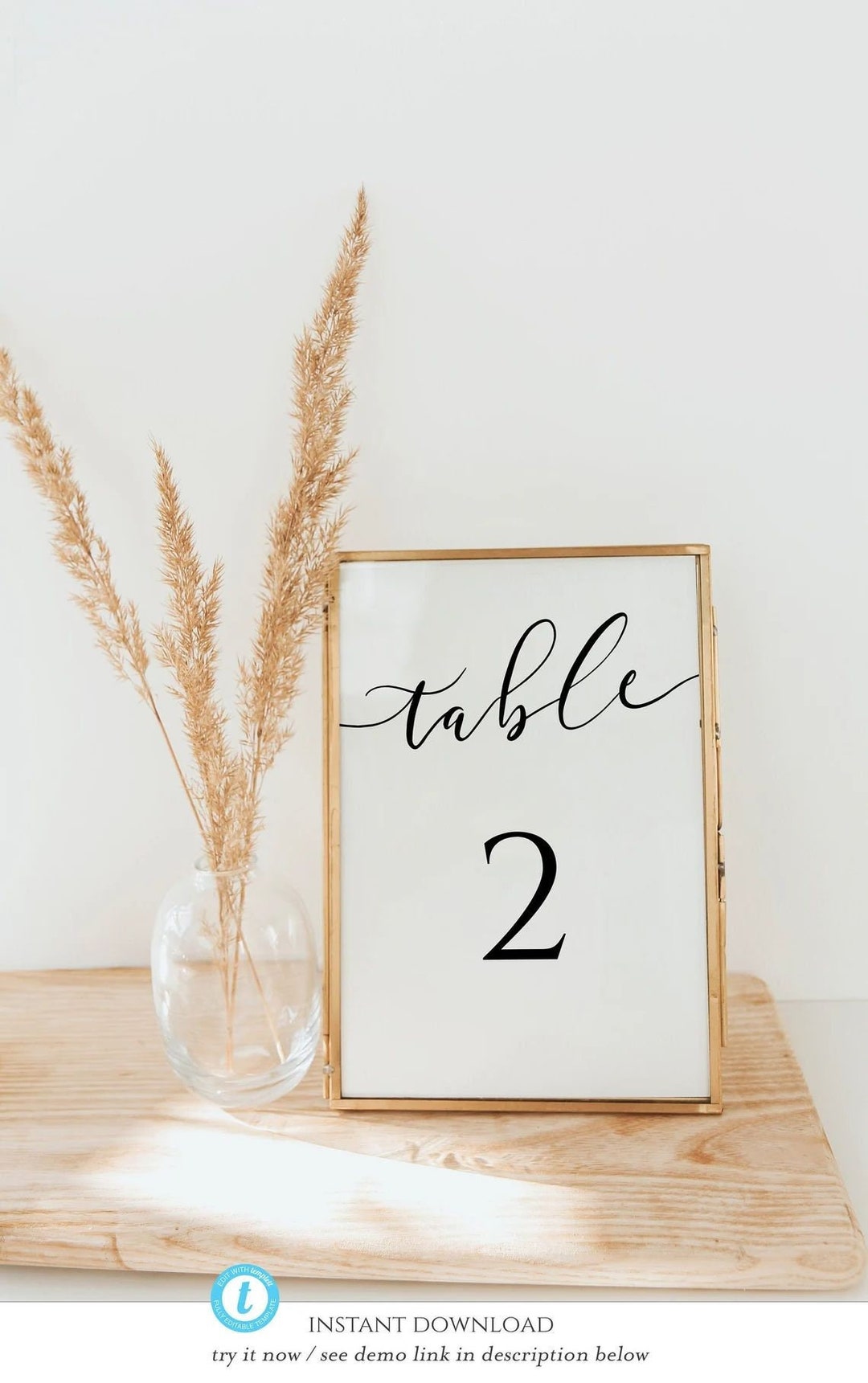 Wedding Table Numbers Template Calligraphy, Modern Wedding Table ...