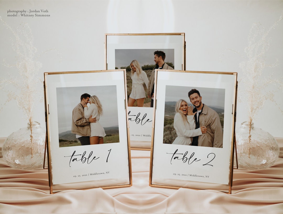 Wedding Table Numbers, Table Numbers, Photo Gold Table Numbers, Modern ...