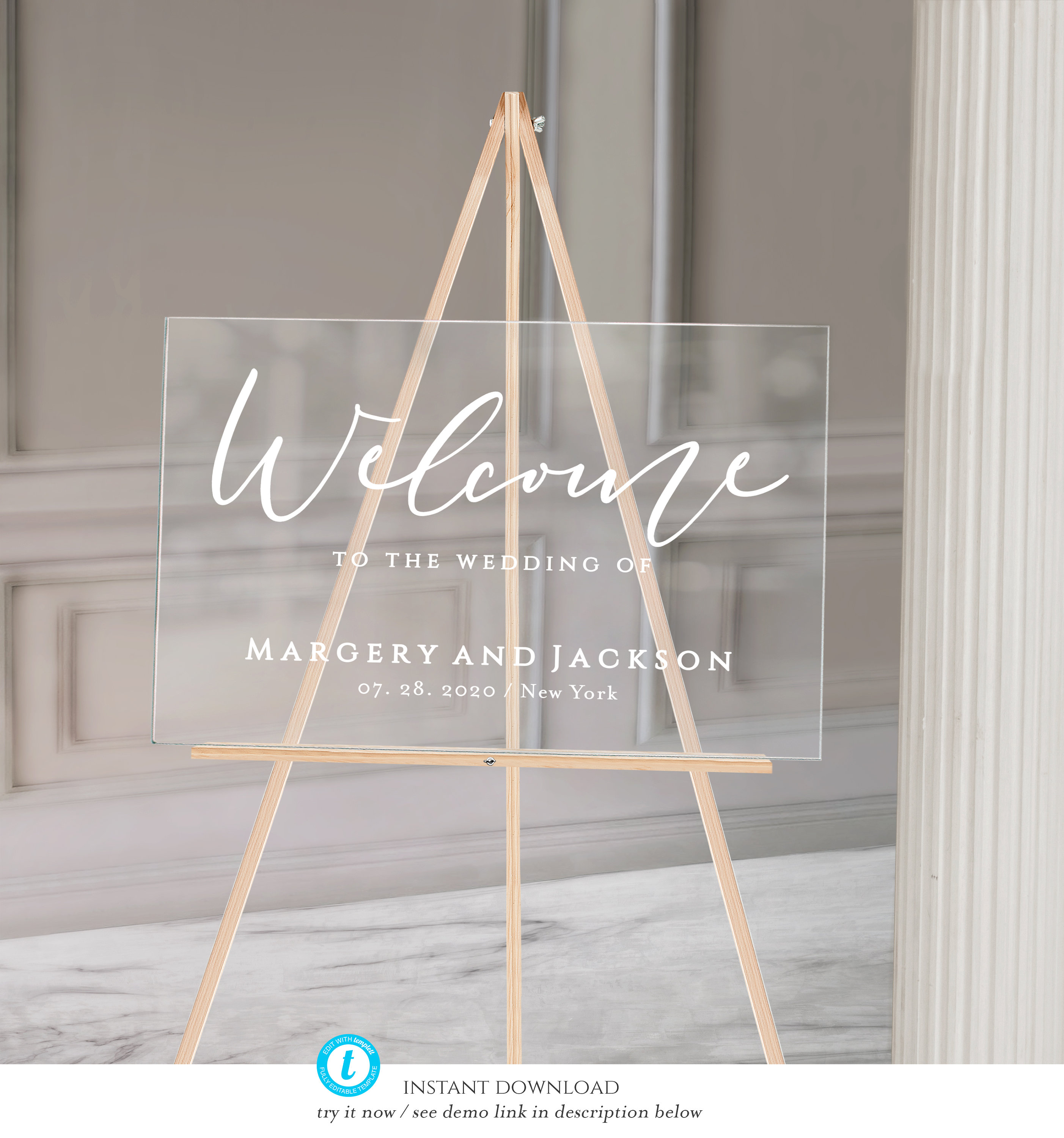 Printable Acrylic Welcome Sign Cricut Wedding Signs Modern - Etsy