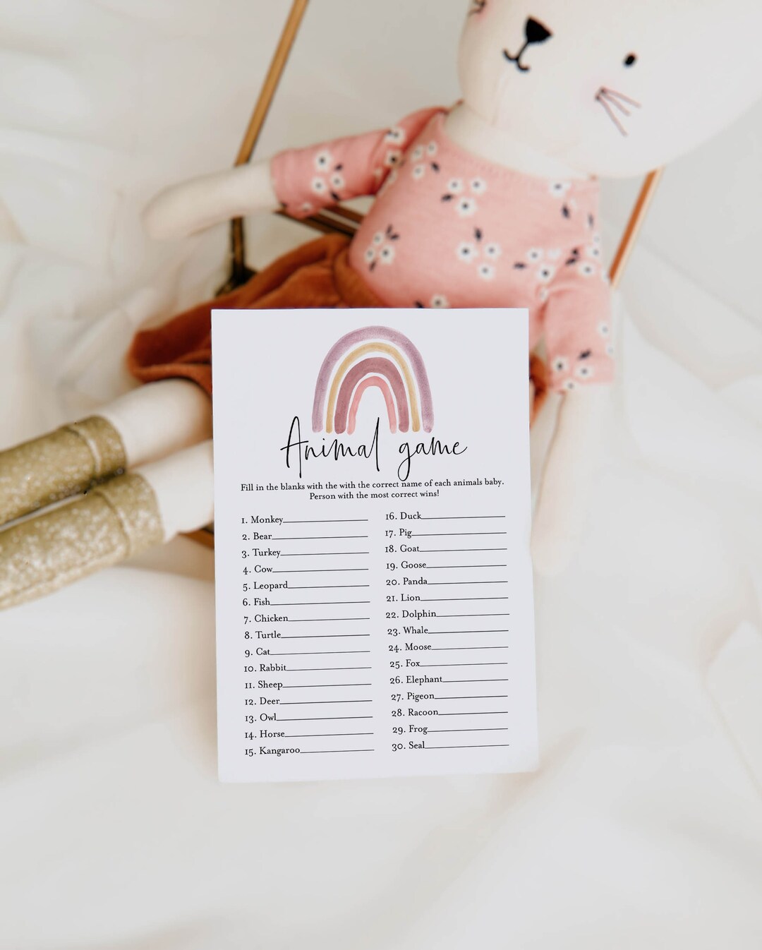 Name the Baby Animal Game Cards, Editable Baby Animal Game, Rainbow ...