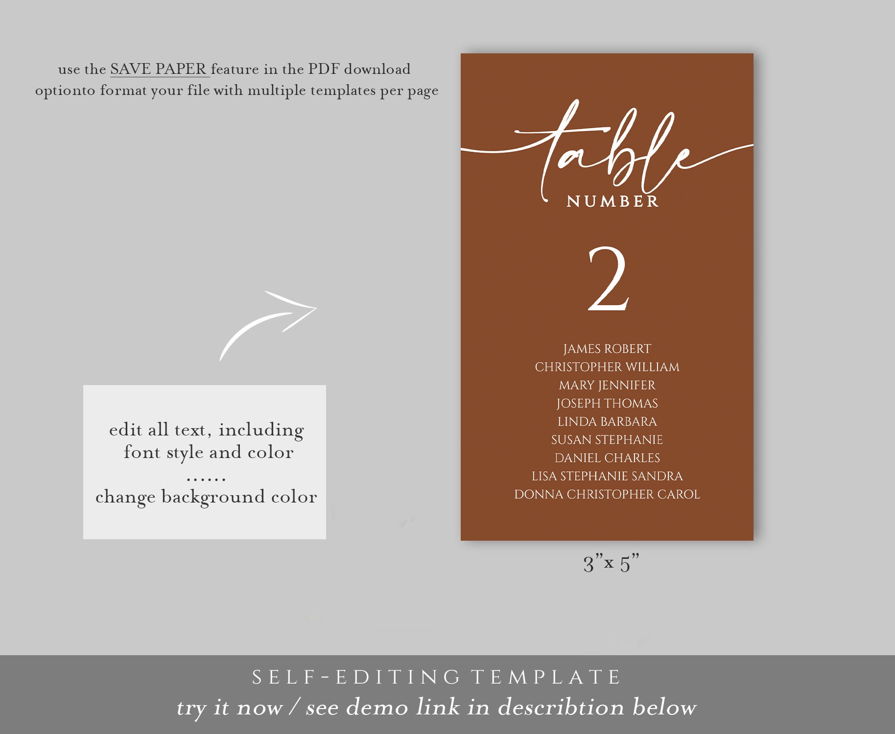 3x5 Terracotta Wedding Seating Chart Template Terracotta - Etsy