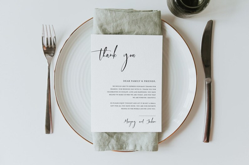 Table Thank You Card Printable Place Setting Thank You Card - Etsy