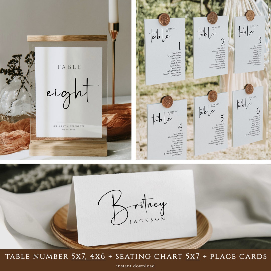 5x7 Seating Chart Template, Table Number Template, Place Card Template ...