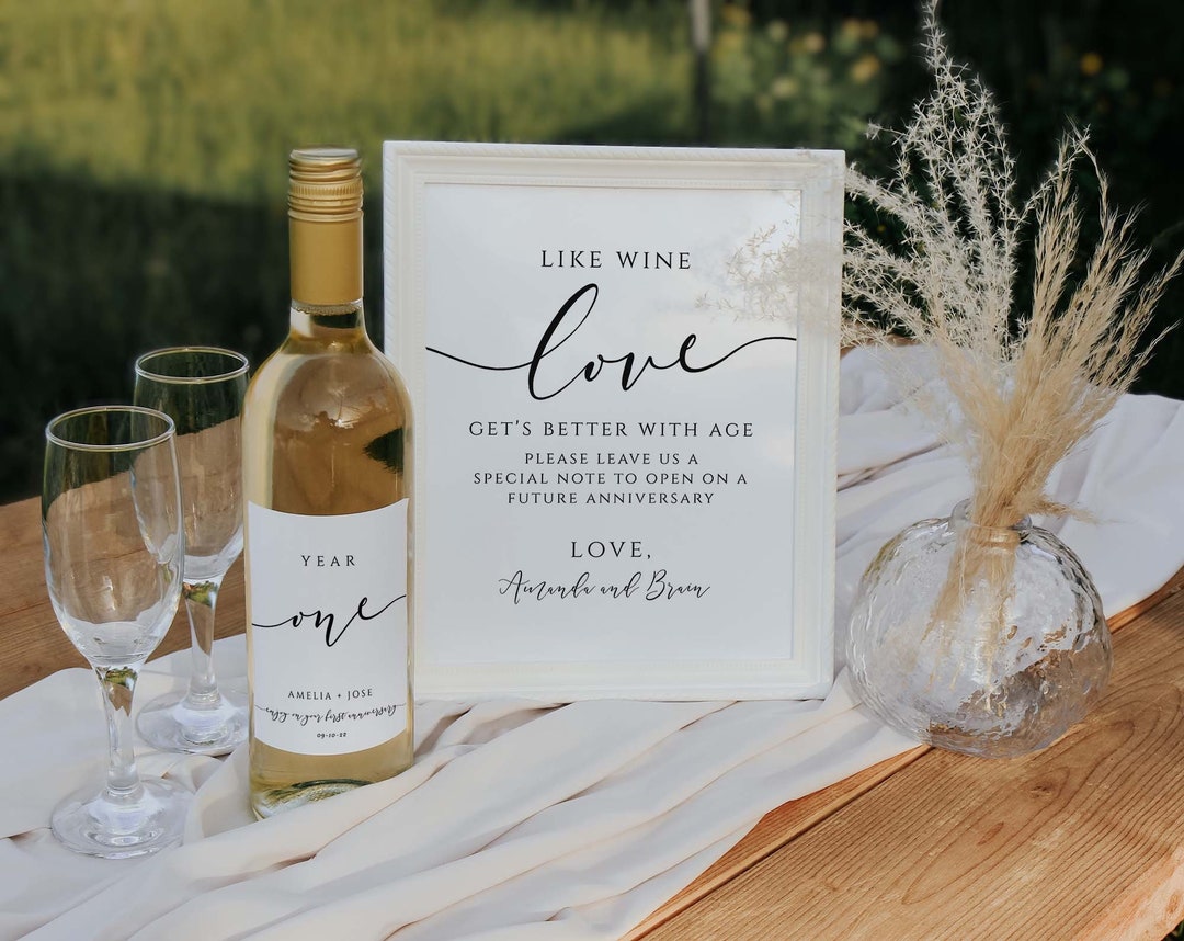 Wedding Wine Label Template, Wedding Anniversary Wine Sign, Printable ...