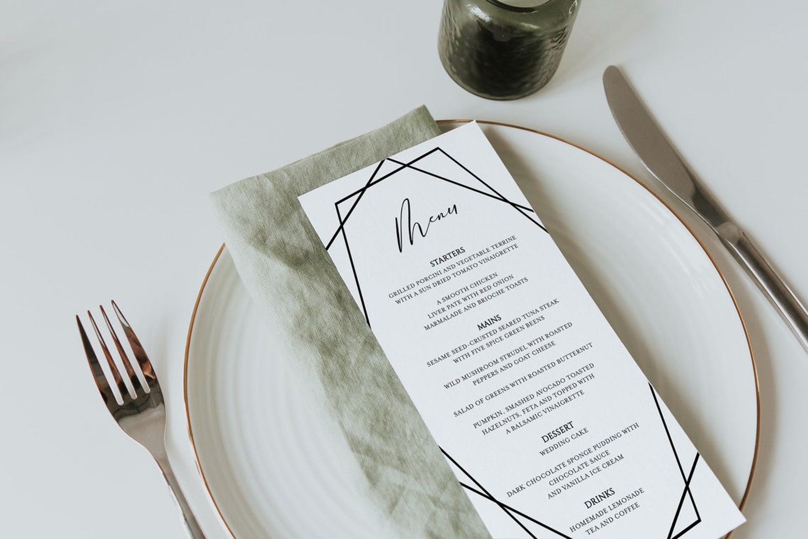 Wedding Menu Template Black Geometric Menu Cards Editable - Etsy