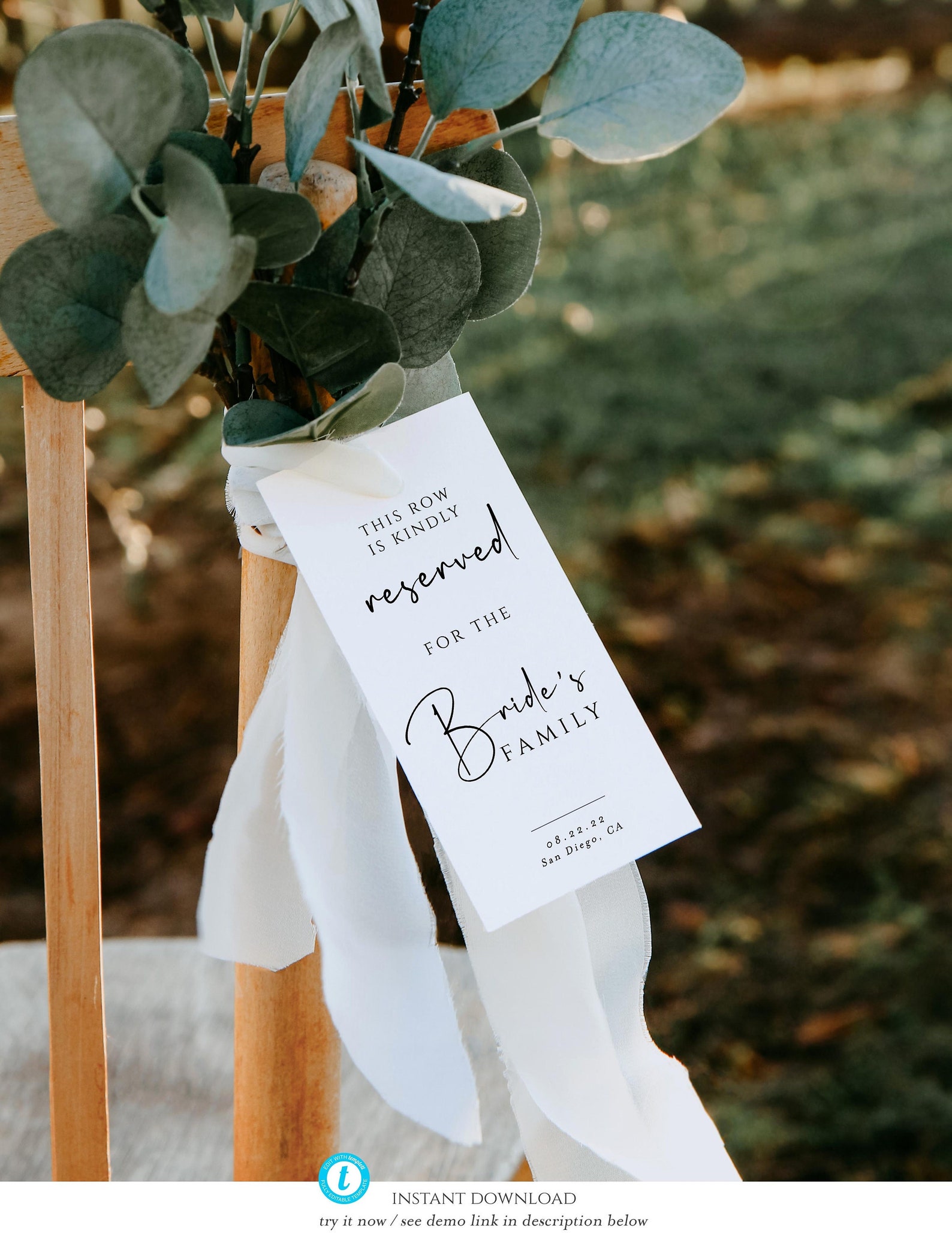 Reserved Chair Tag Reserved Seat Sign Wedding Seating Tag - Etsy