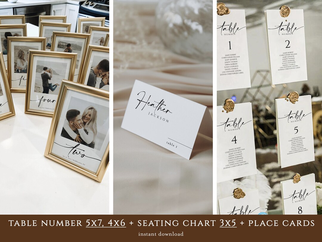 3x5 Seating Chart Template, Photo Table Number, Place Card Template ...