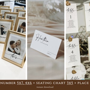 3x5 Seating Chart Template, Photo Table Number, Place Card Template ...