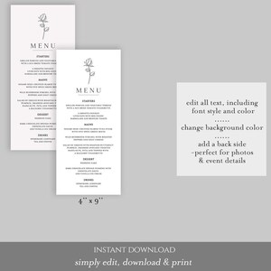 Rustic Menu Template Laurel Menu Template Wedding Menu | Etsy