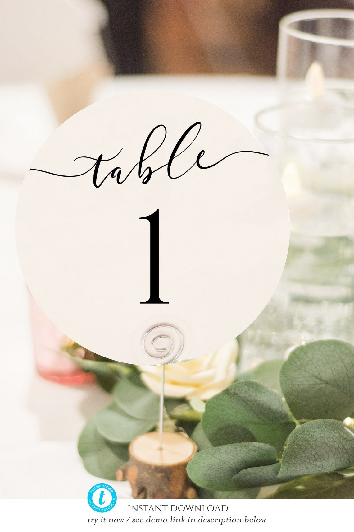 Table Numbers Card Calligraphy Round Table Number Elegant - Etsy
