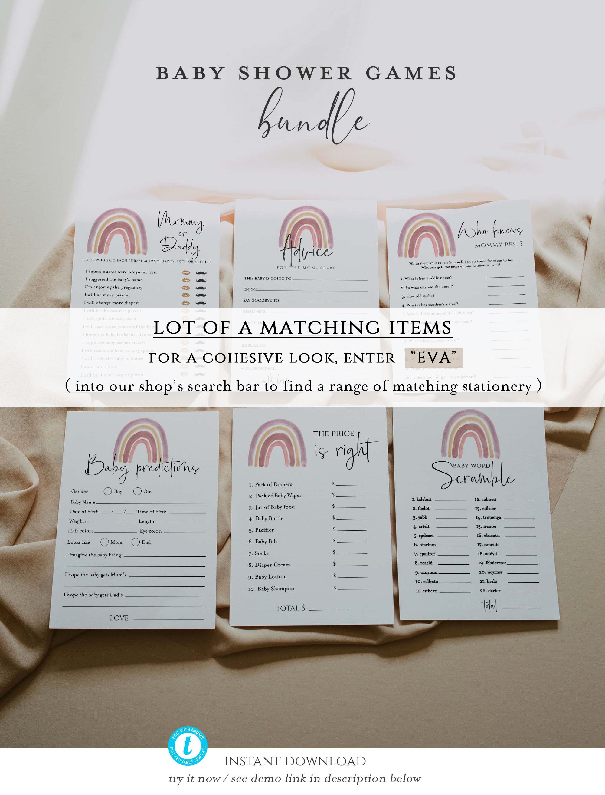 Rainbow Baby Shower Bingo Game Rainbow Baby Shower Bingo - Etsy