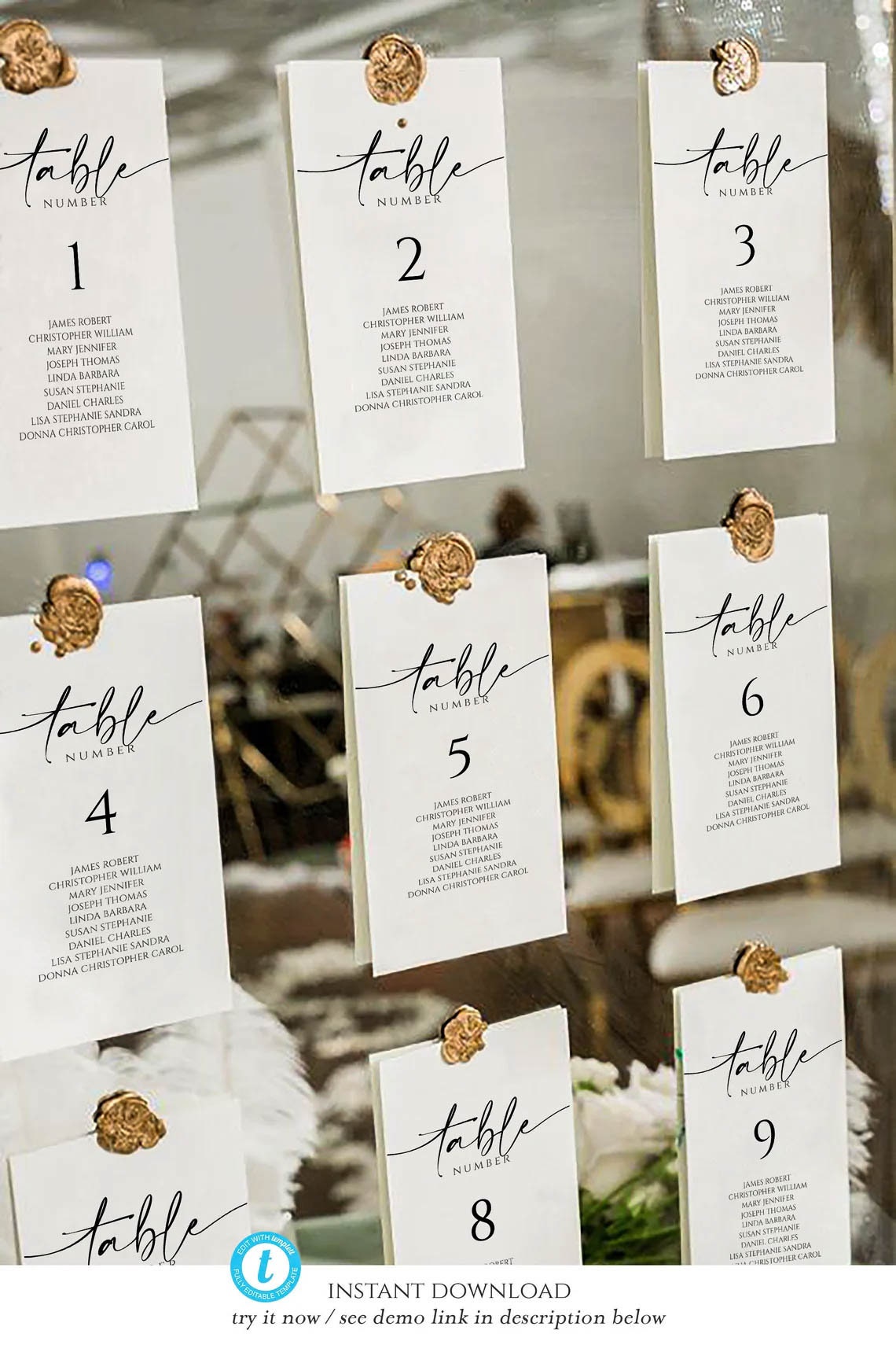 3x5 Seating Chart Template, Photo Table Number, Seating Chart Printable ...