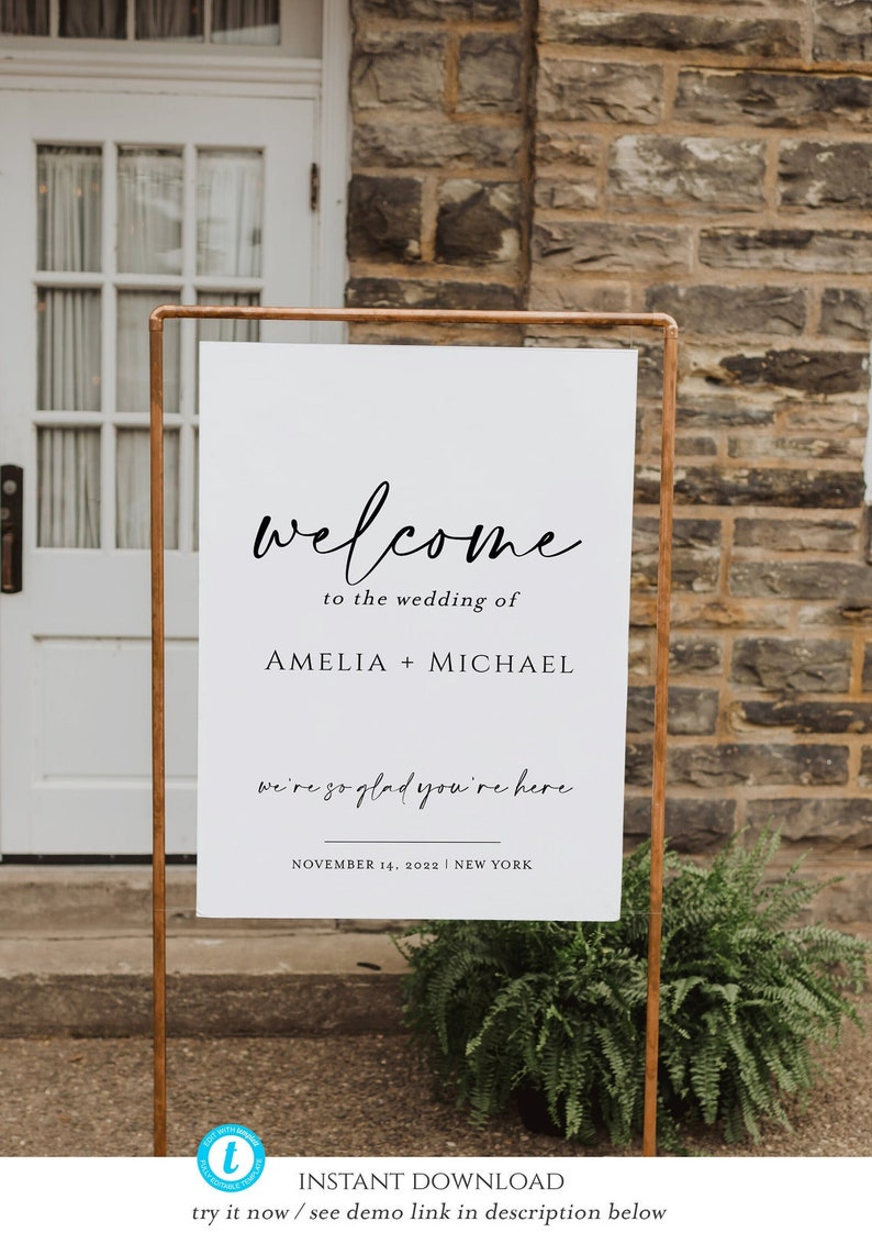 Modern Wedding Reception Bundle Editable Wedding Sign - Etsy