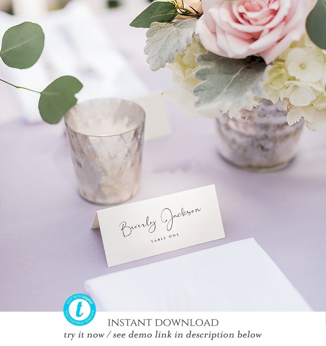 Place Card Template, Calligraphy Table Wedding, Editable Place Cards ...