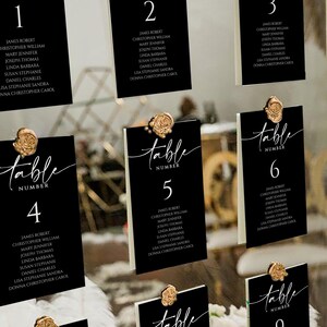 3x5 Seating Chart Black Template, 4x6 Table Number Black, Seating Chart ...
