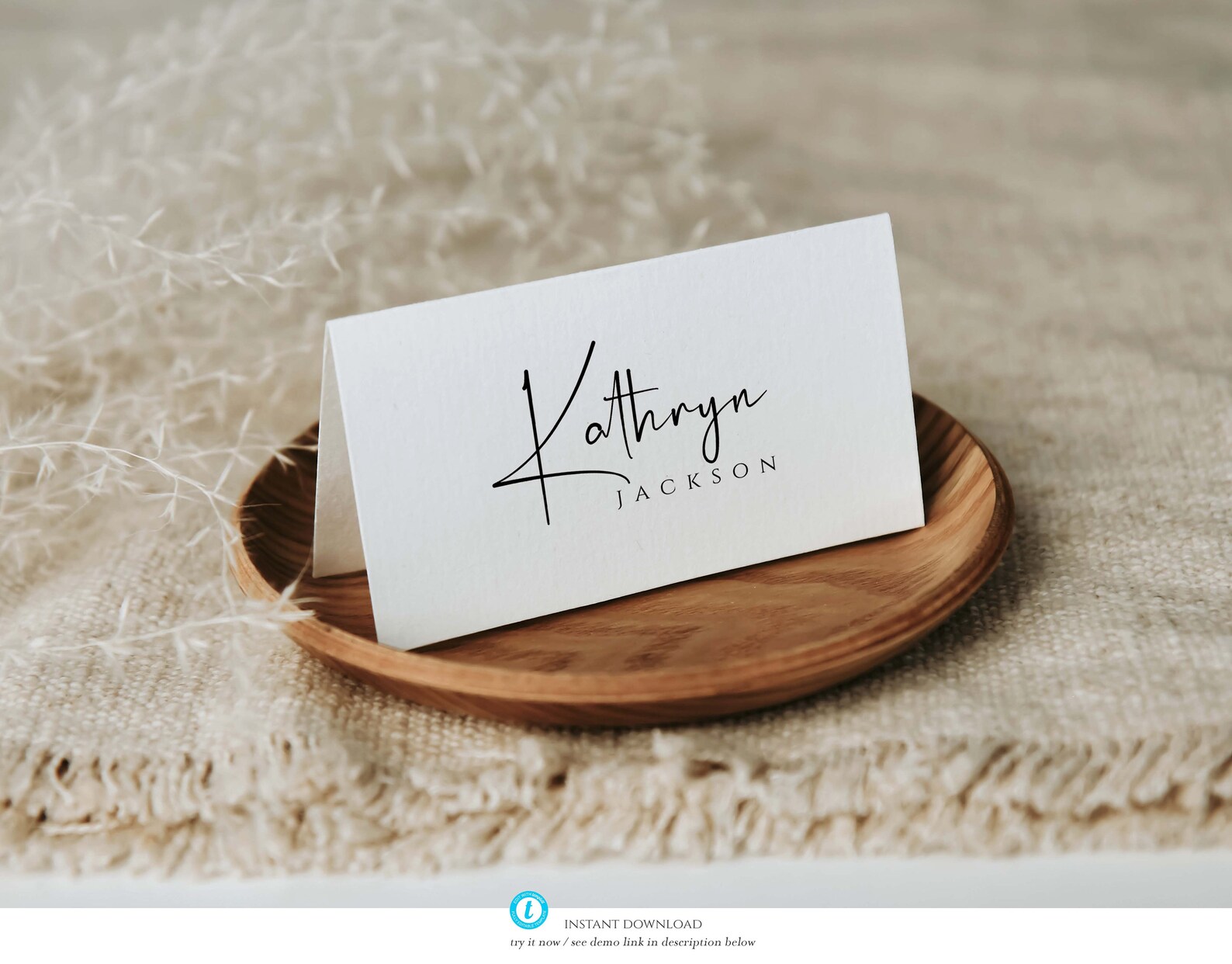 Modern Menu With Name Card Template, Minimalist Wedding Menu With Place ...