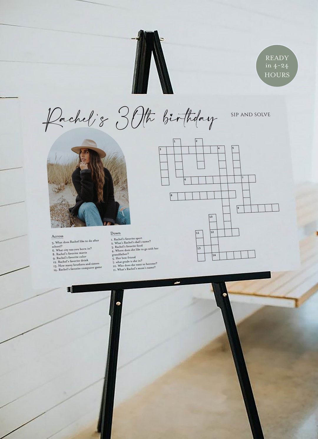 Custom 30th Birthday Crossword Game, Personalized Puzzle Game, Look Who ...