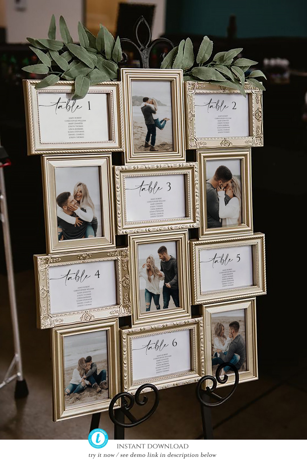 4x6 Photo Seating Chart Template Calligraphy, Table Seating Chart ...