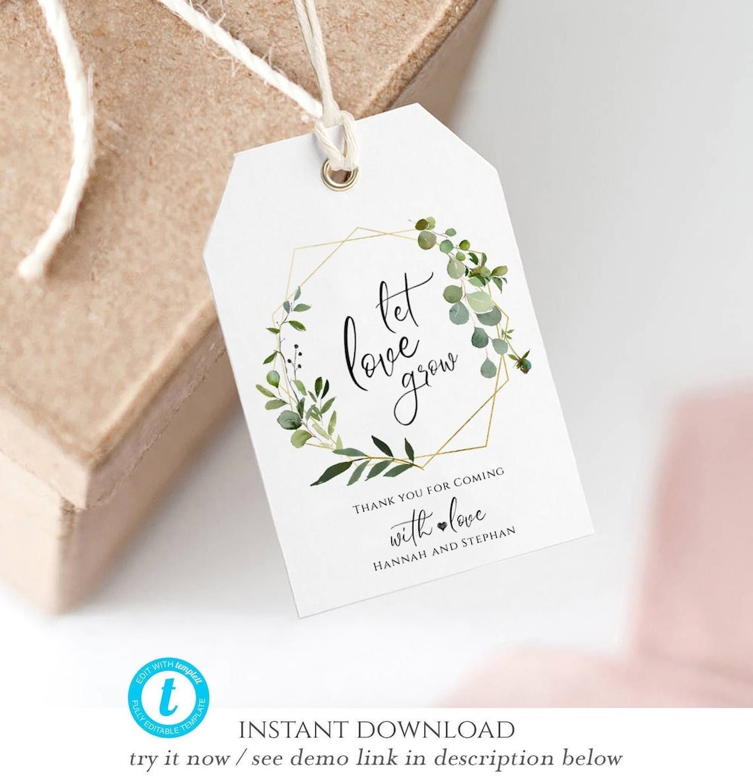 1,5"x2" Greenery Let Love Grow Tag Template, Printable Let Love Grow ...
