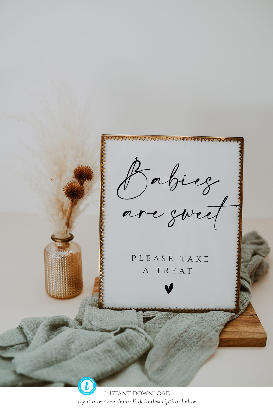 Babies Are Sweet Sign, Minimalist Baby Shower Favor Sign, Sweet Treat ...