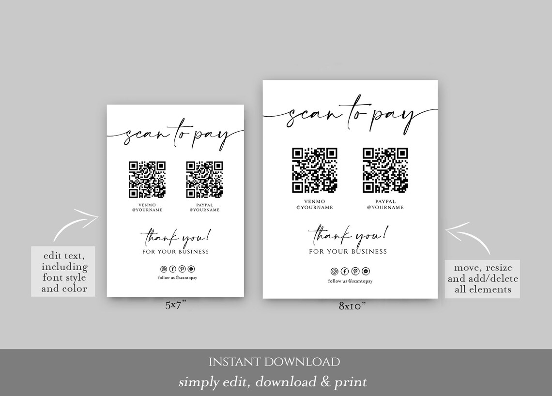 QR Code Sign Scan to Pay Sign Cashapp Payment Sign - Etsy