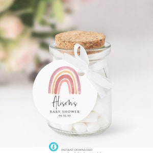 Rainbow Favor Tag Template, Rainbow Round Baby Shower Tag, Rainbow Boho ...