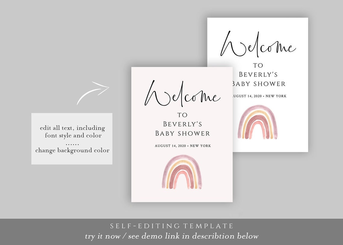 Rainbow Welcome Sign Editable Rainbow Welcome Sign It's - Etsy