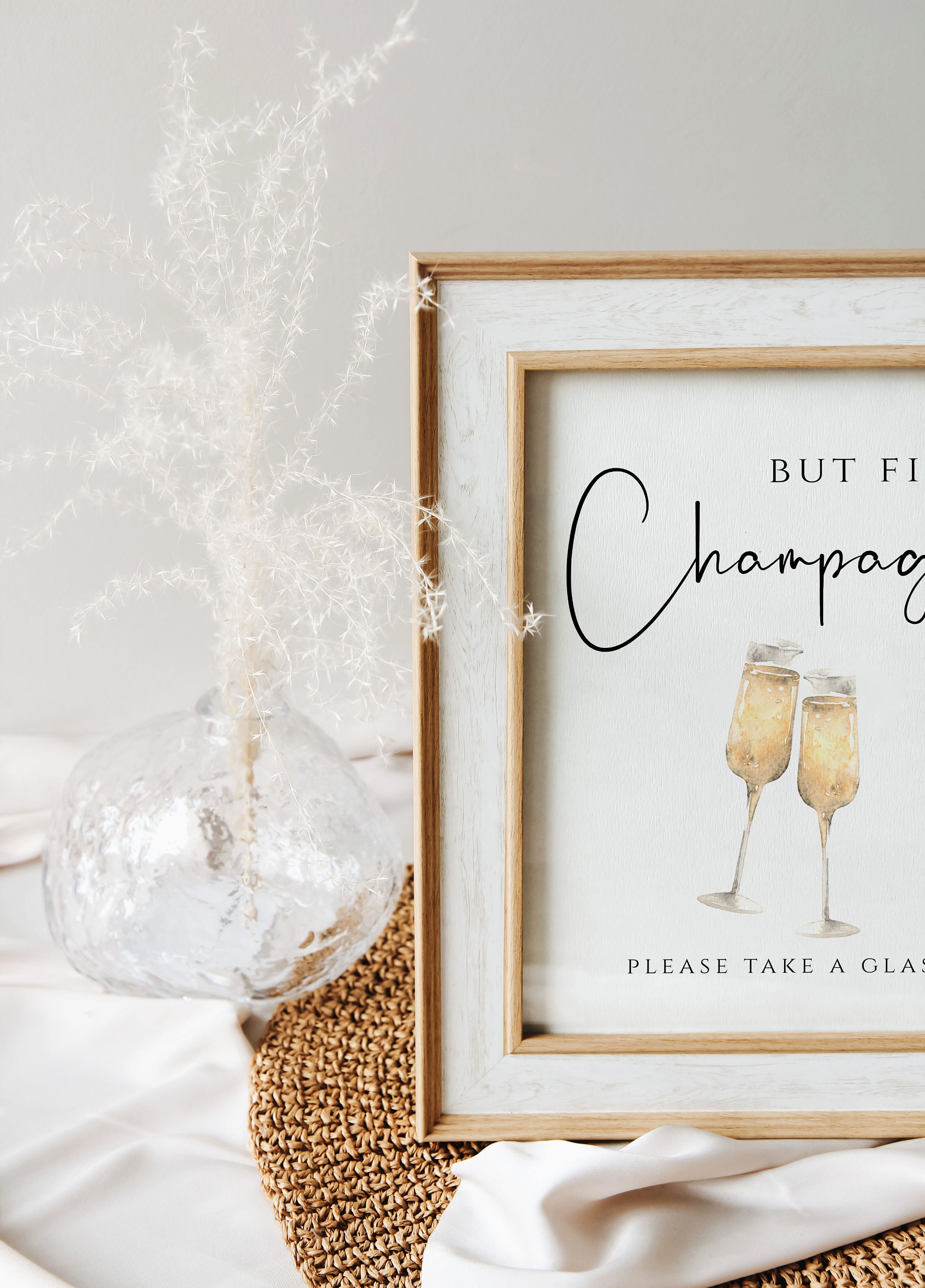 Champagne Sign Template Wedding Champagne Sign Minimal | Etsy