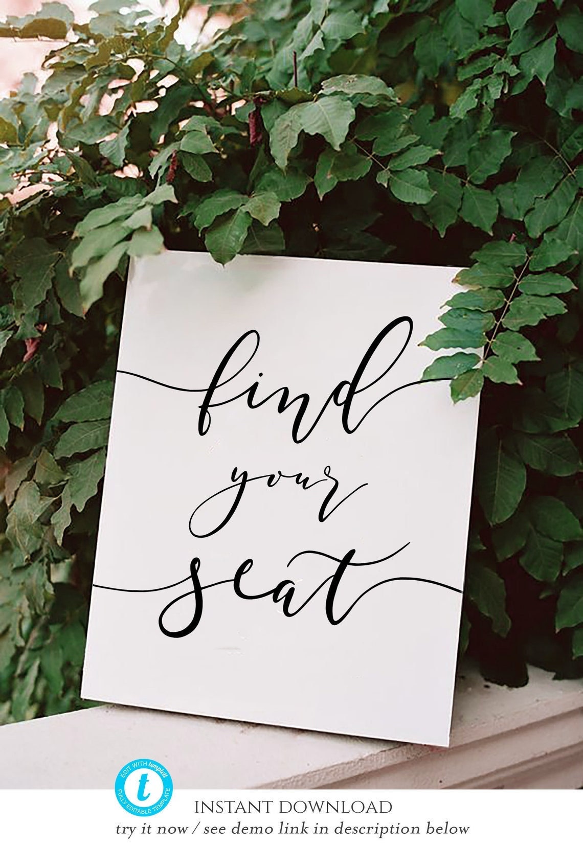 Find Your Seat Sign Find Your Seat 8x10 5x7 Printable Find - Etsy
