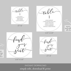 Seating Chart Circle Template Calligraphy, Table Seating Chart ...
