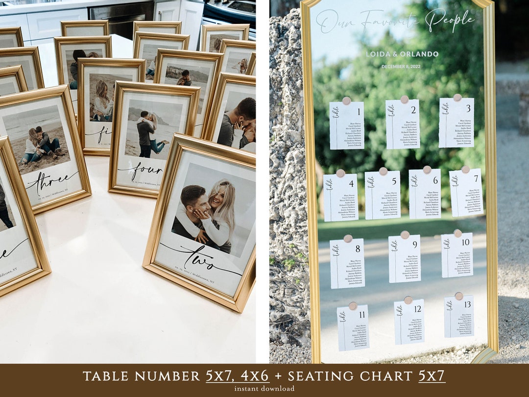 5x7 Seating Chart Template, Photo Table Number, Seating Chart Printable ...