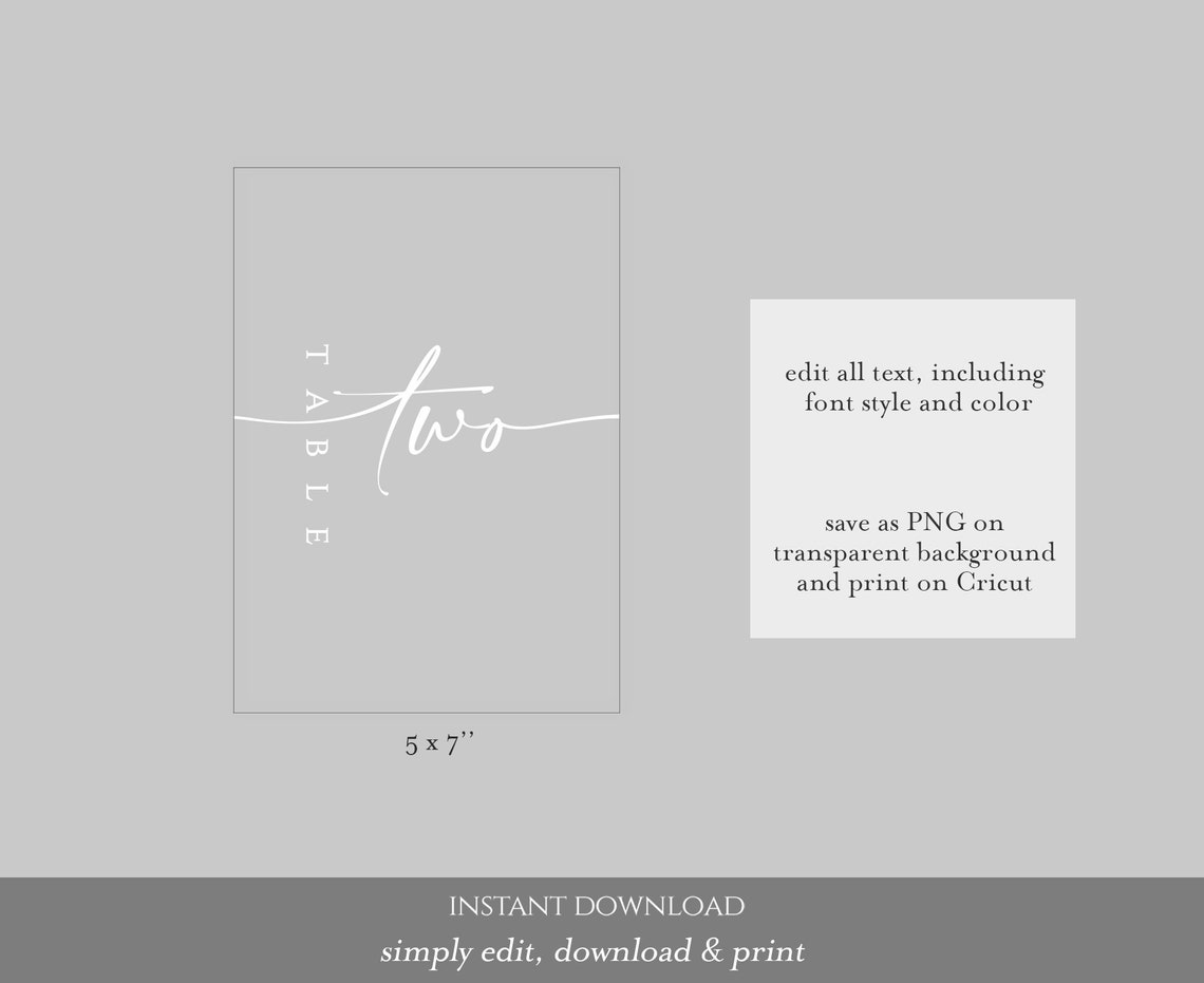 Printable Acrylic Table Number, Cricut Table Number, Editable Table ...